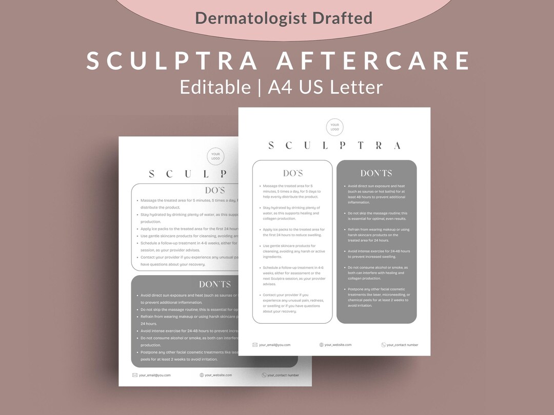 Editable Sculptra Aftercare Instructions Form, Medspa PLLA Client After Care Canva Template ...