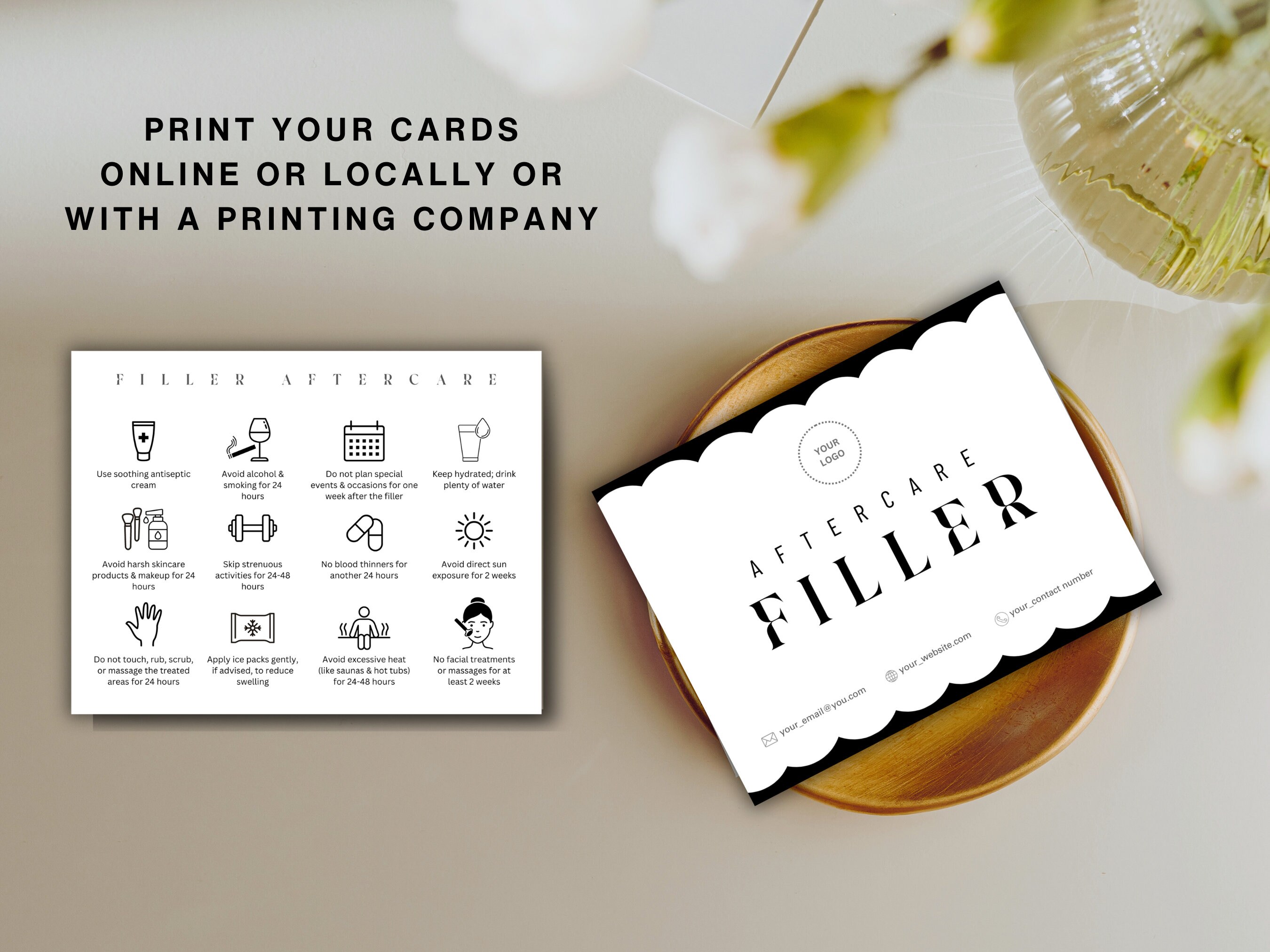 DIY Editable Filler Aftercare Card Template Medspa Aesthetic Injections ...