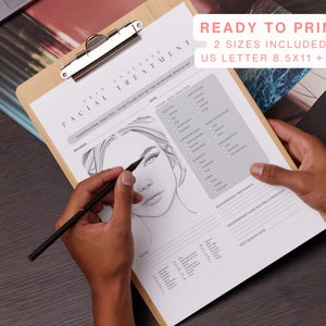 Skin Analysis Facial Form Template, Esthetician Aesthetic Skincare ...