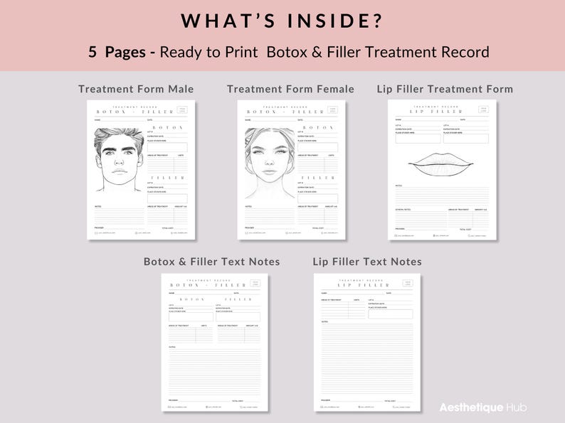 Editable Botox + Dermal Filler Treatment Record Forms, Nurse Injector ...