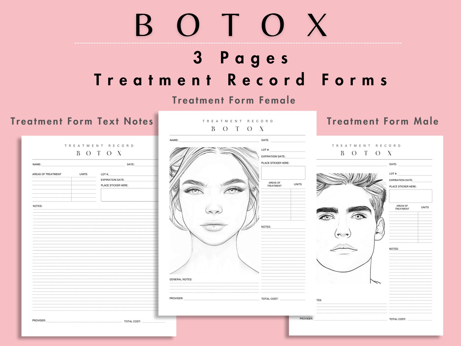 Editable Botox Template Client Notes Form Nurse Injector Neurotoxin ...