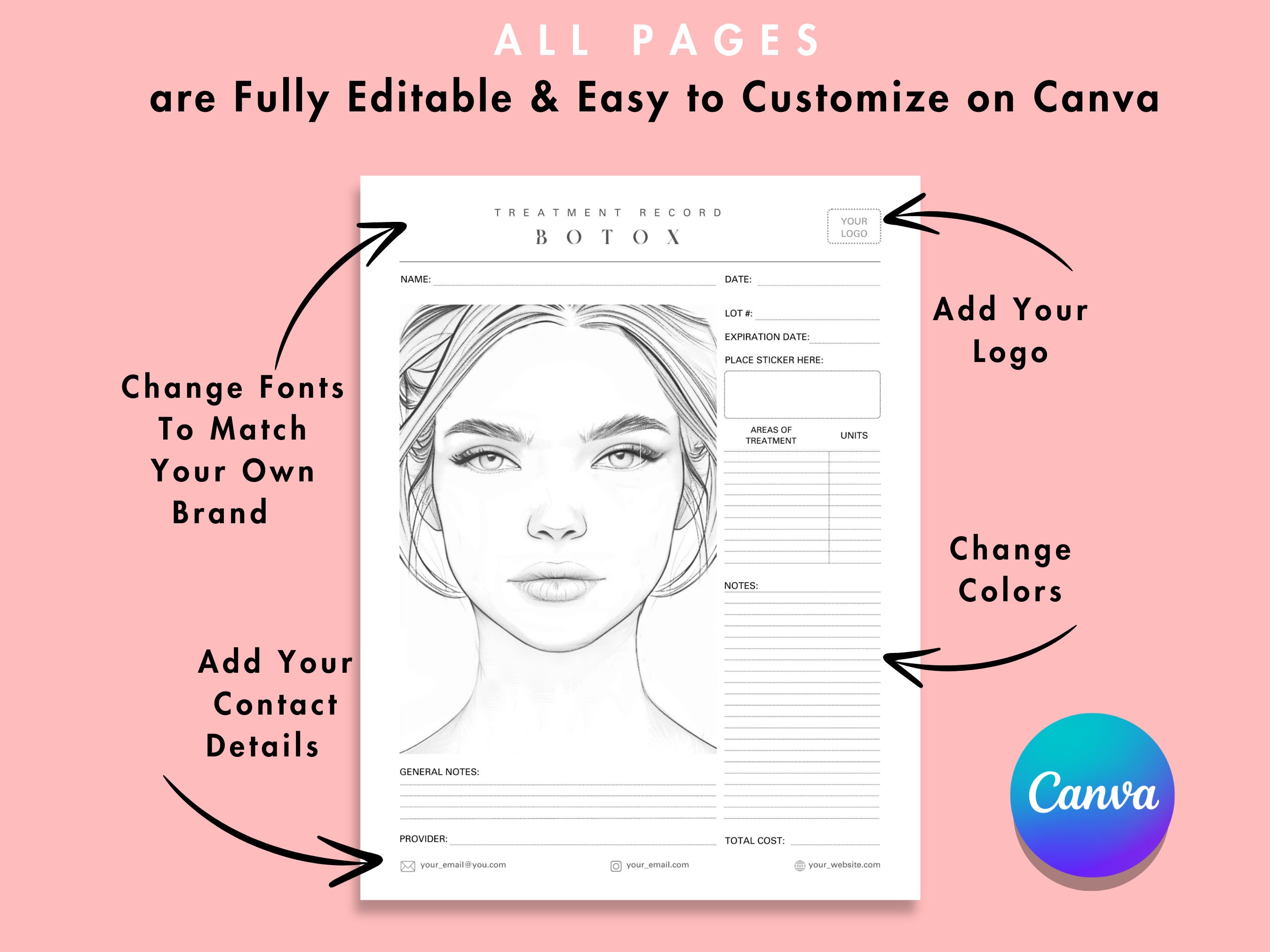 Botox Forms Bundle Canva Template Neurotoxin Client Intake Consent ...