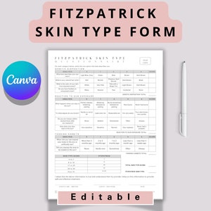 Editable Fitzpatrick Skin Type Client Questionnaire Canva Template ...