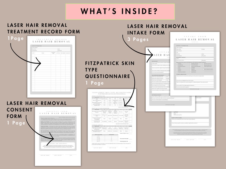 Laser Hair Removal Template Bundle, Laser Intake Consent Form, Laser ...