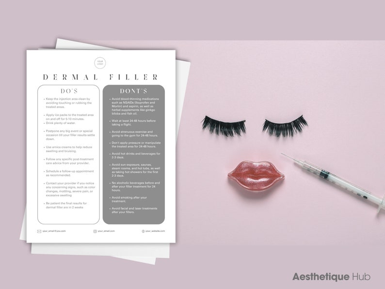 Editable Lip Filler Aftercare Instructions Sheet, Printable Aesthetic ...
