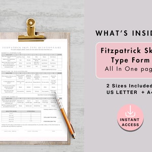 Fitzpatrick Skin Type Form Questionnaire, Esthetician Skin Type ...