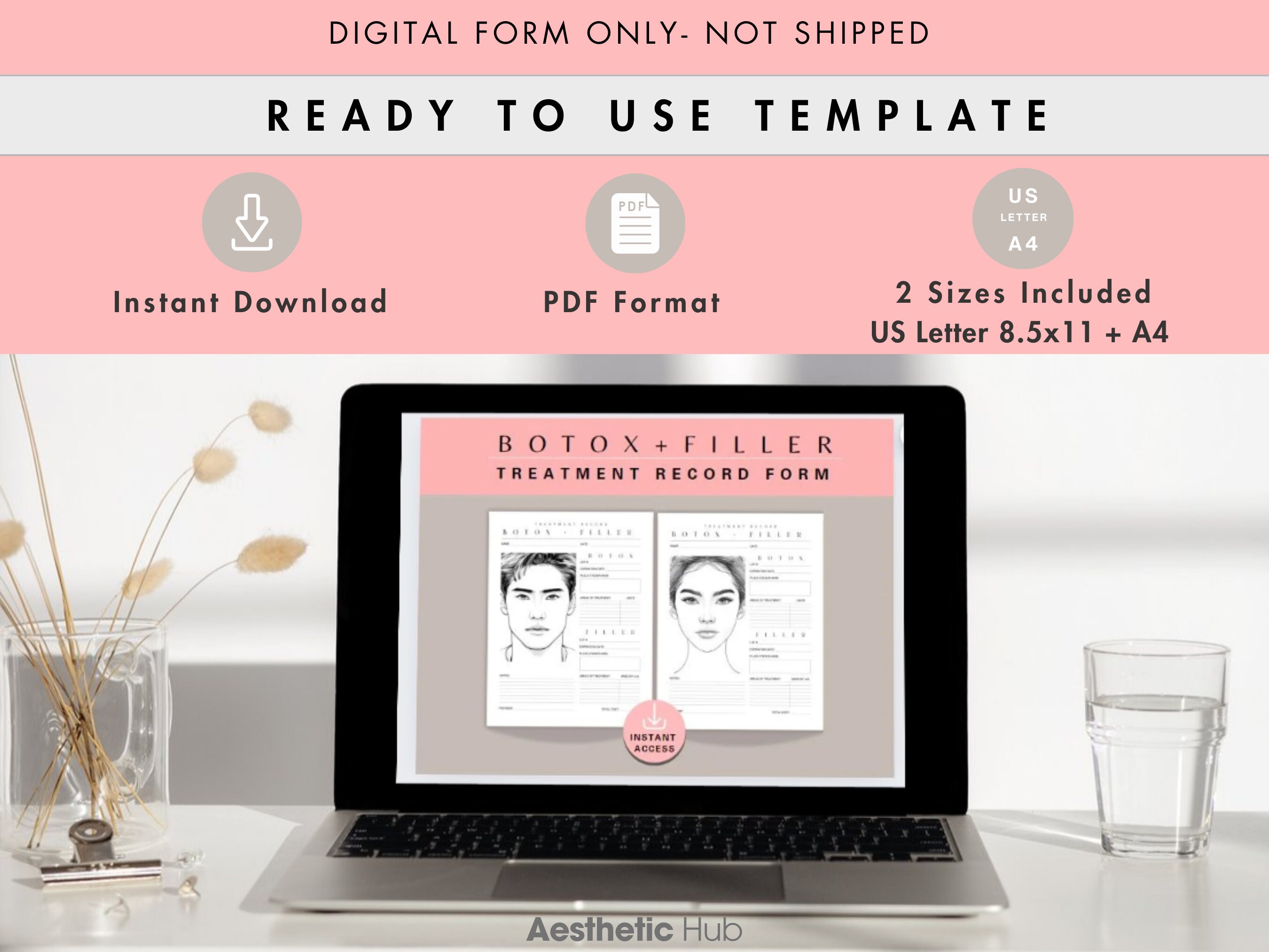 Botox and Dermal Filler Patient Treatment Record Form, Medical Spa ...