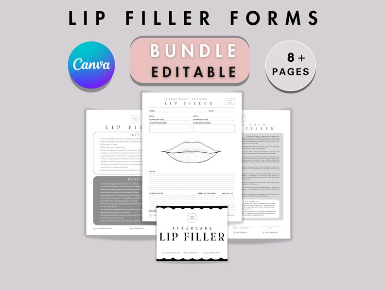 Editable Lip Filler Treatment Forms Canvatemplate, Aesthetic Injection ...