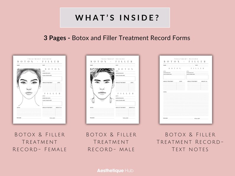 Botox and Dermal Filler Patient Treatment Record Form, Medical Spa ...