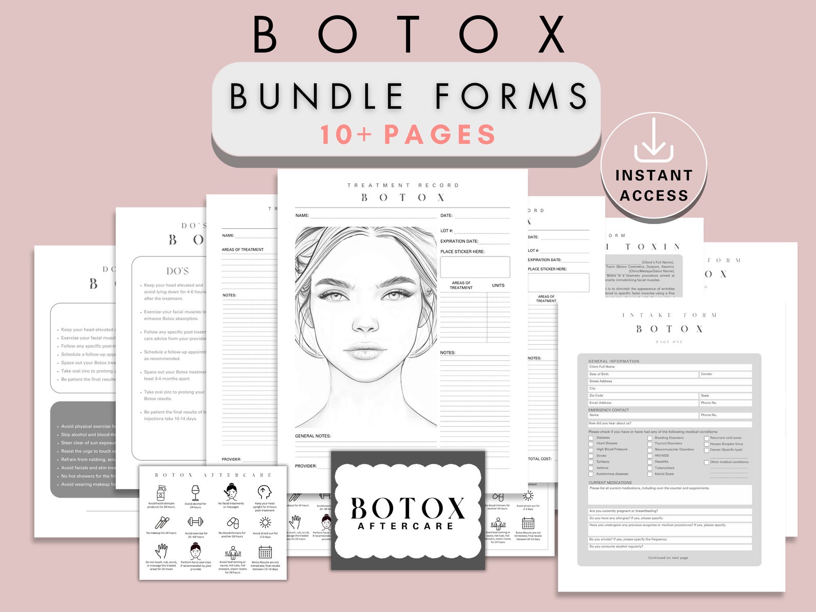 Botox Template Form Bundle Botox Consent Form Aesthetic Botox Face ...
