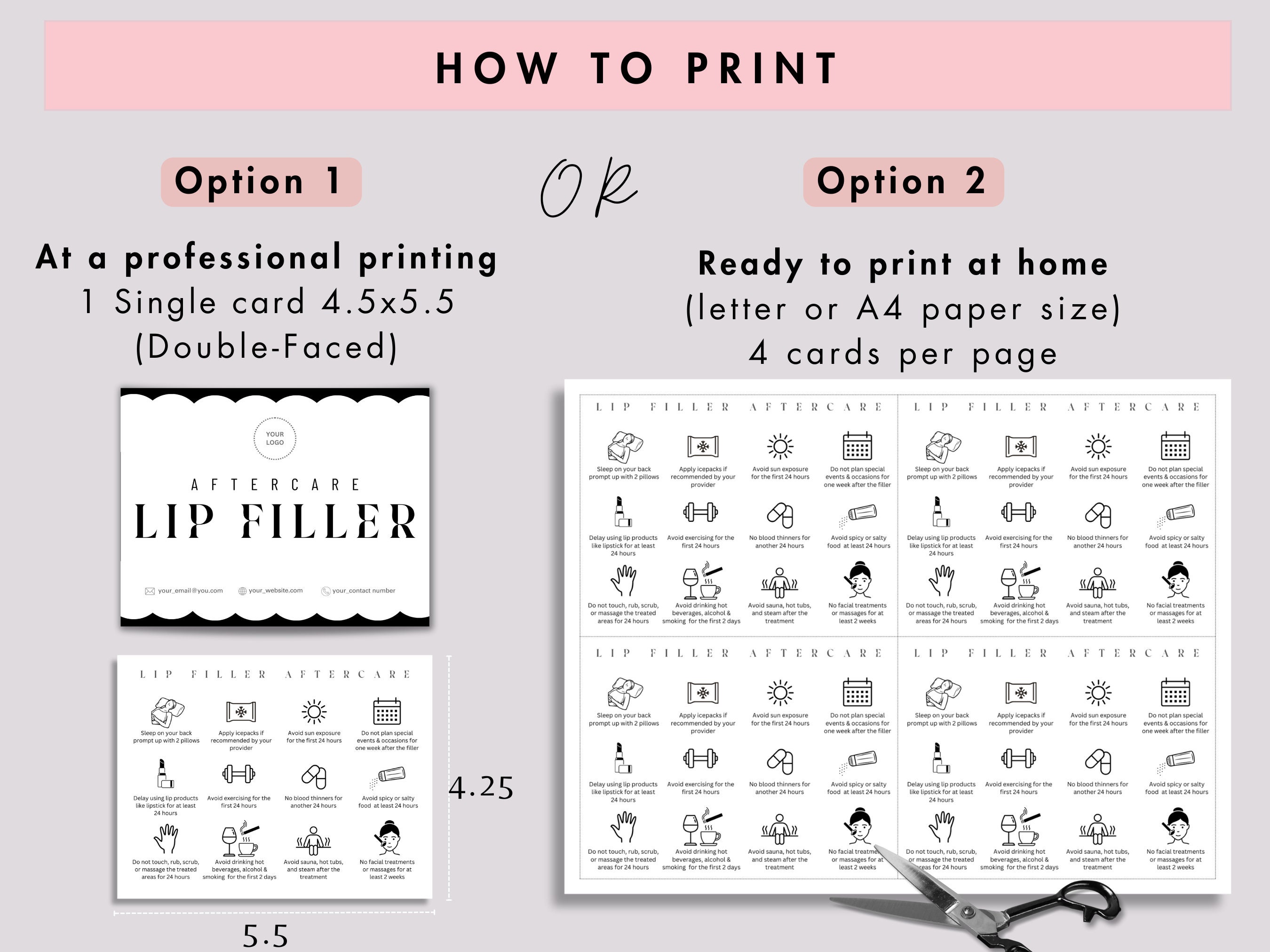 Editable Lip Filler Aftercare Card Template Lip Injection After Care ...