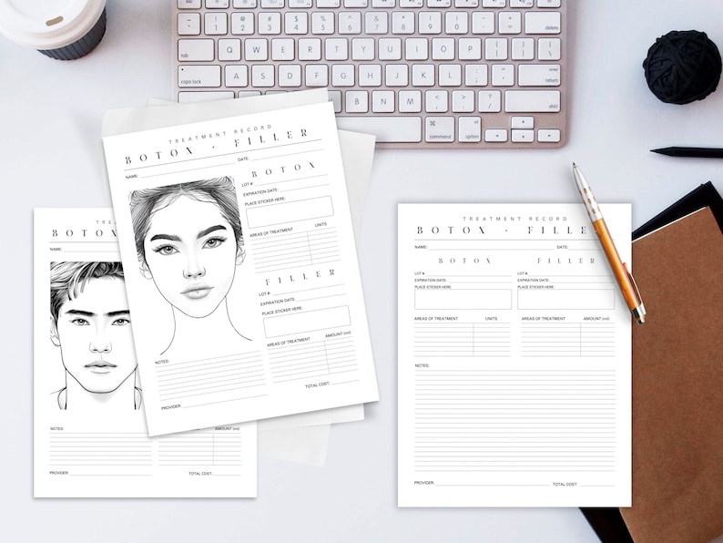 Botox and Dermal Filler Patient Treatment Record Form, Medical Spa ...
