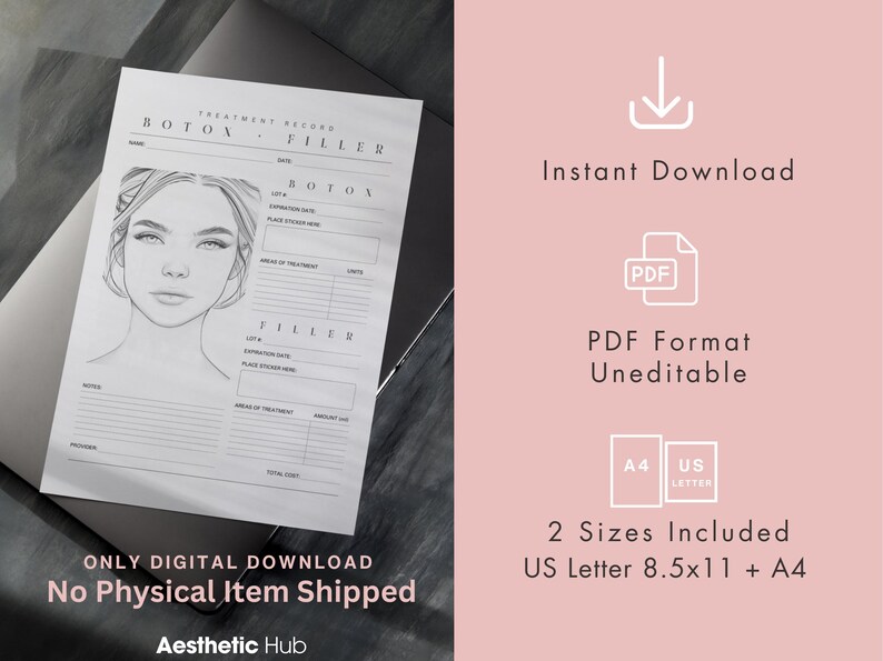 Botox and Filler Treatment Record Form, Nurse Injector Lip Injection ...