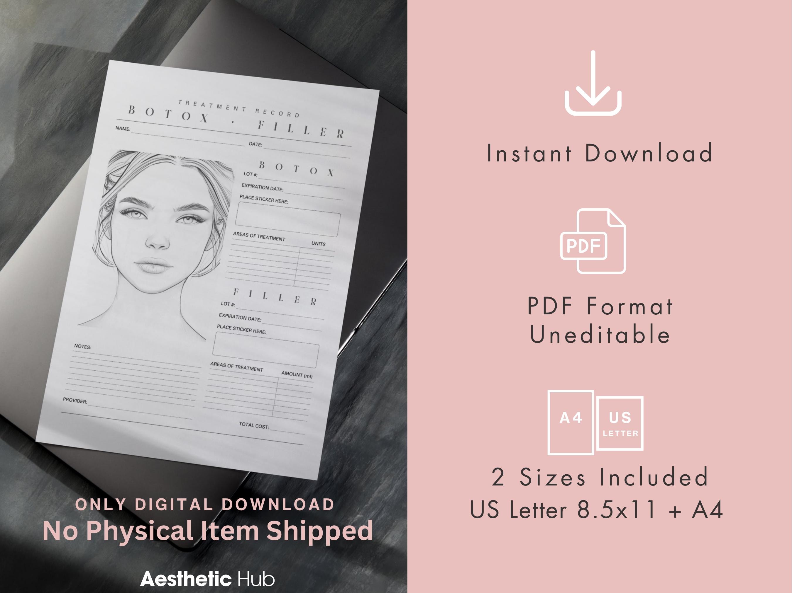 Botox and Filler Treatment Record Form, Nurse Injector Lip Injection ...