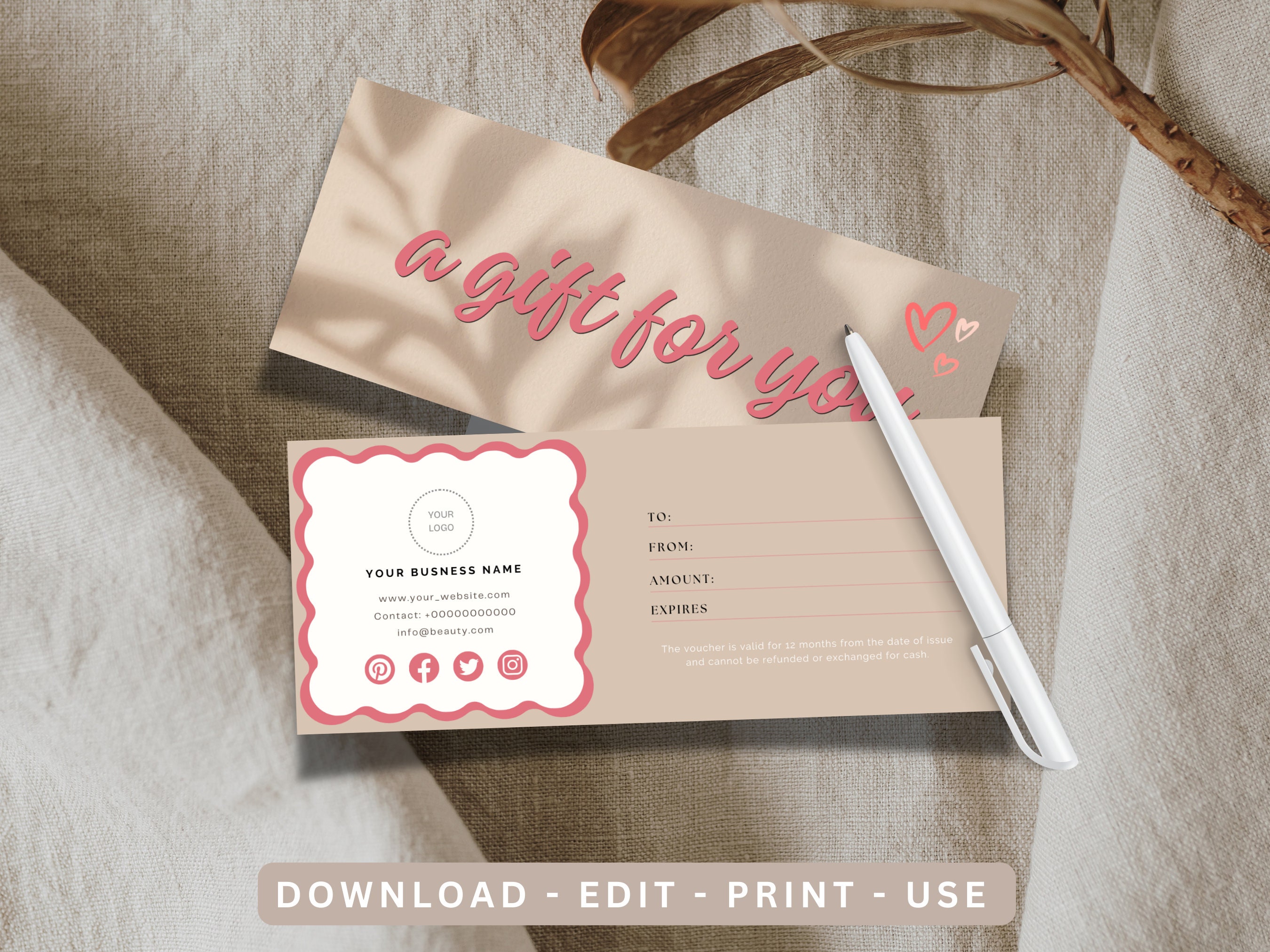 Editable Gift Card Canva Template, Luxurious Spa Card, Beauty Salon ...
