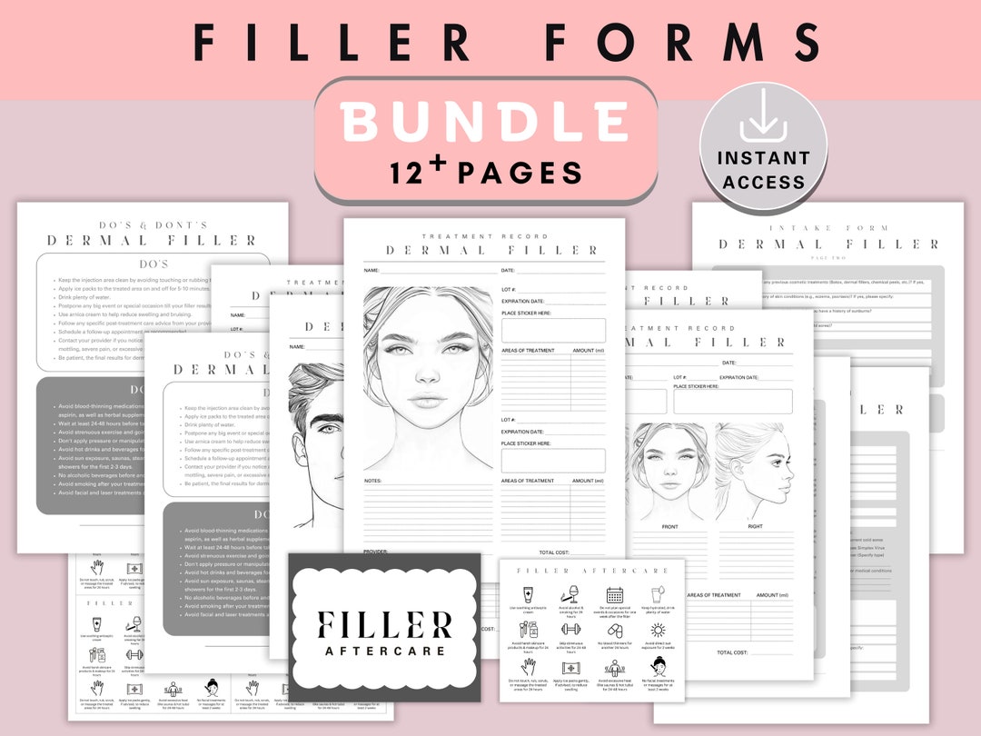 Filler Injection Forms Template Bundle Filler Intake Consent Printable ...