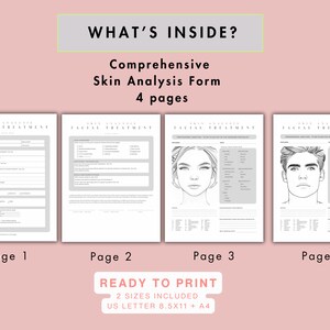 Skin Analysis Facial Form Template, Esthetician Aesthetic Skincare ...