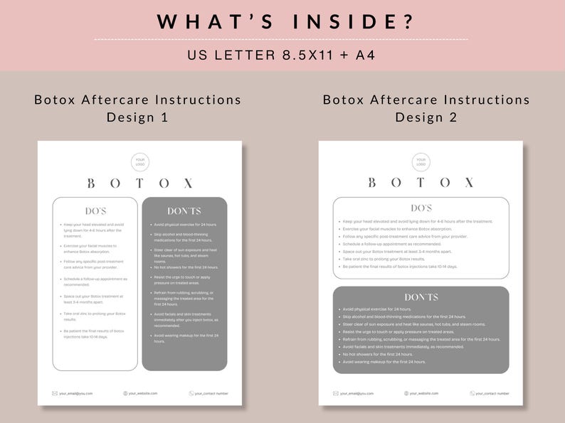Editable Botox Aftercare Instructions Template Form, Medspa Injectable ...
