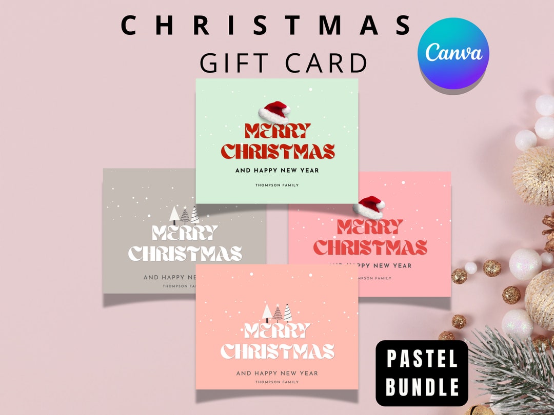 Editable Christmas Cards Template Bundle, Minimalist Custom Gift Card ...