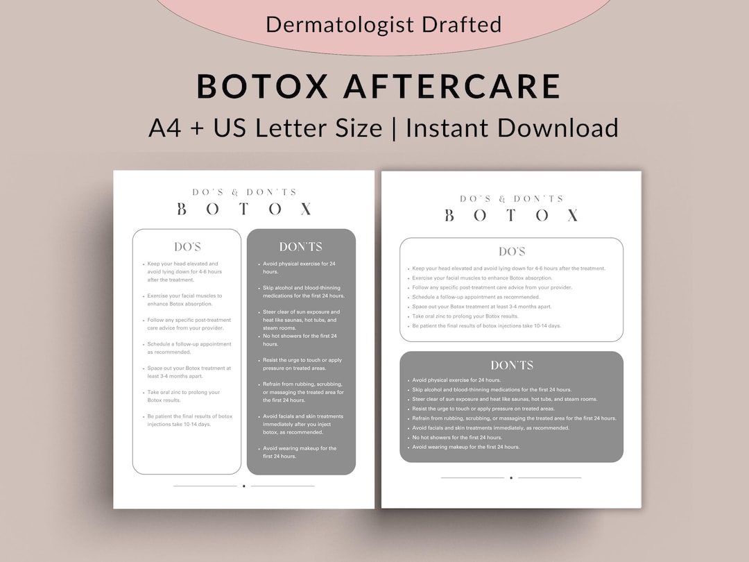 Botox Aftercare Instructions Form, Aesthetic Nurse Injector Client ...