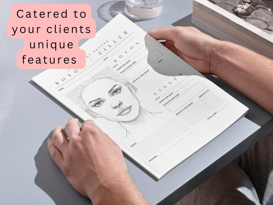 Botox and Filler Treatment Record Form, Face Chart Inclusive Diverse ...