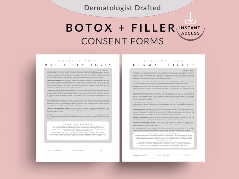 Botox and Filler Consent Form Template, Nurse Injector Injectable ...