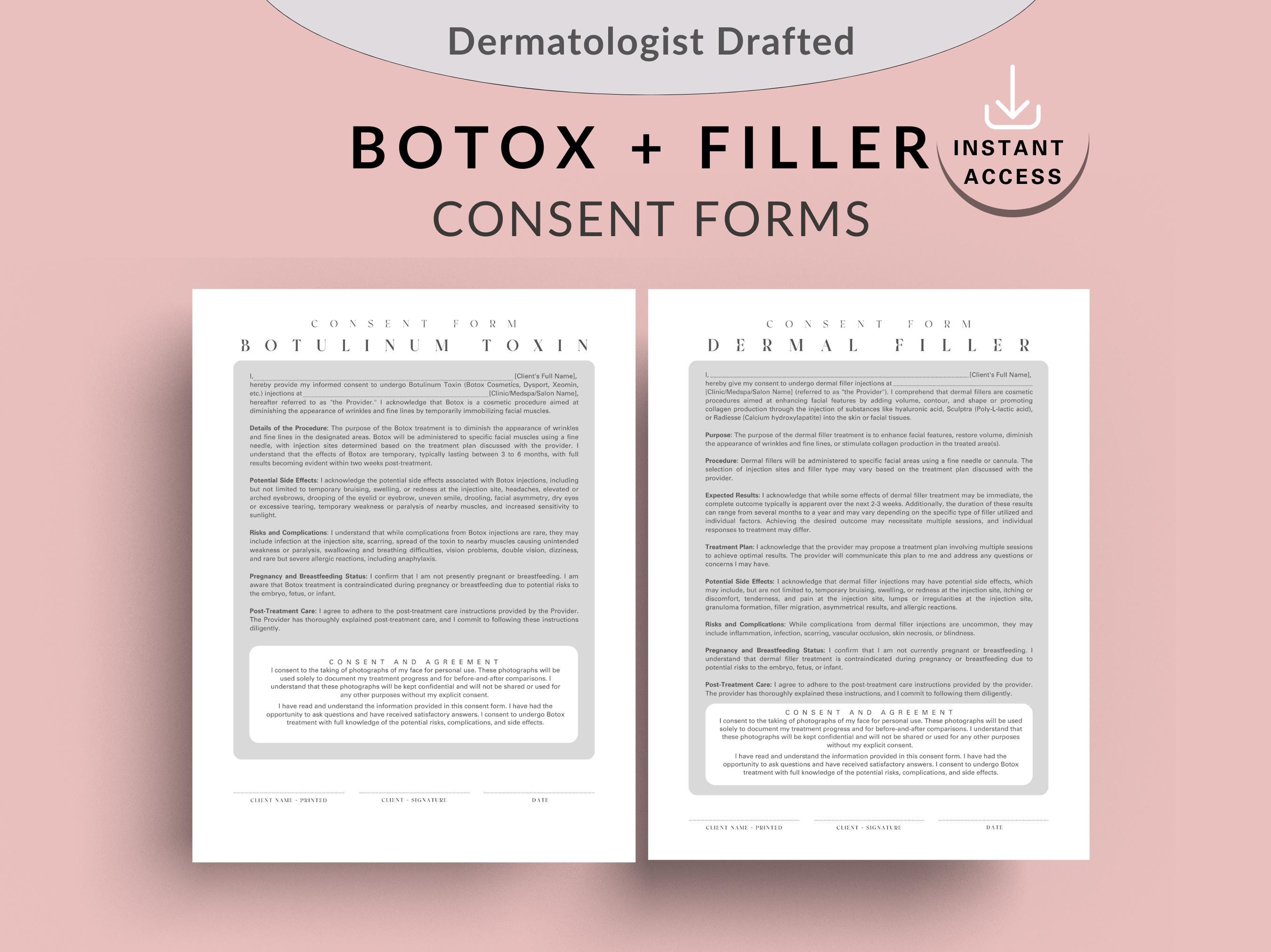 Botox and Filler Consent Form Template, Nurse Injector Injectable ...