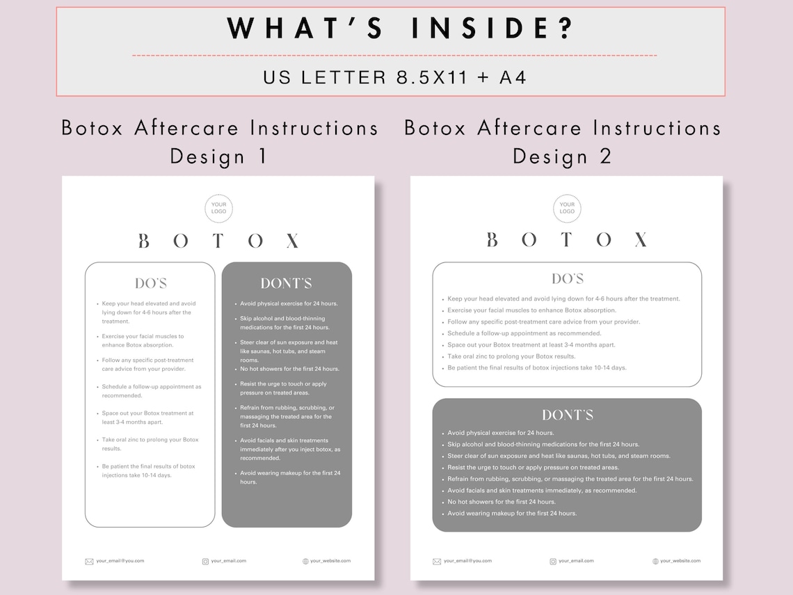 Editable Botox Aftercare Instructions Template Form Medspa After Care ...