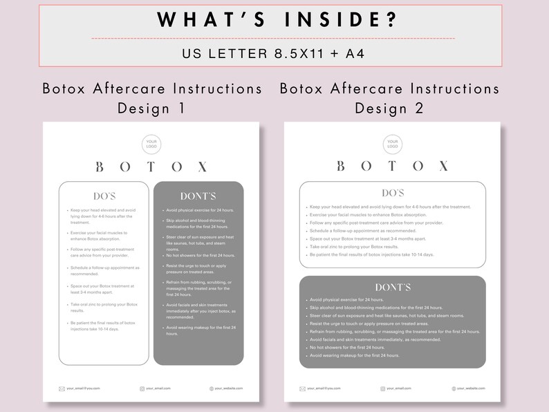 Editable Botox Aftercare Instructions Template Form, Medspa Injectable ...