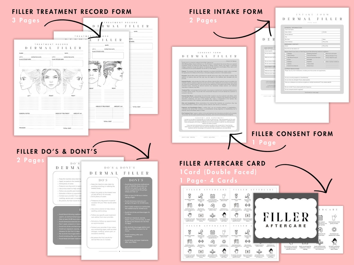 Filler Injection Forms Template Bundle Filler Intake Consent Printable ...