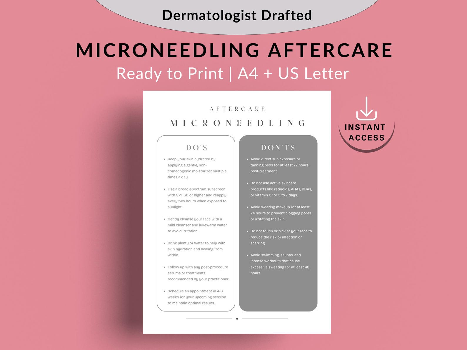 Microneedling Aftercare Instructions Client Form, Dermapen Nurse ...
