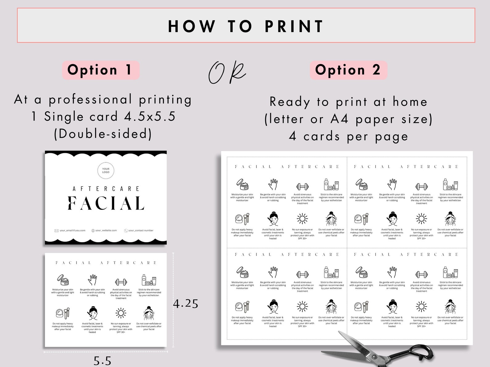 Editable Facial Aftercare Card, Esthetician Canva Template Form, Medspa 
