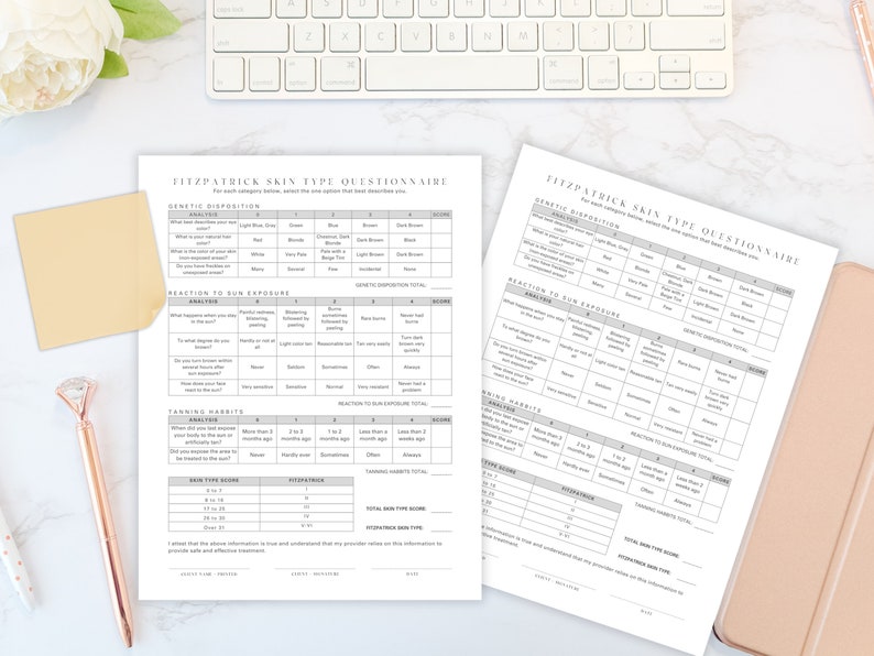 Fitzpatrick Skin Type Form Questionnaire, Esthetician Skin Type ...