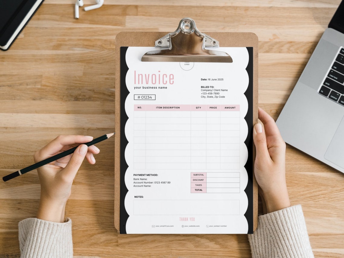 Invoice Template Form, Editable Canva Printable Billing Document ...