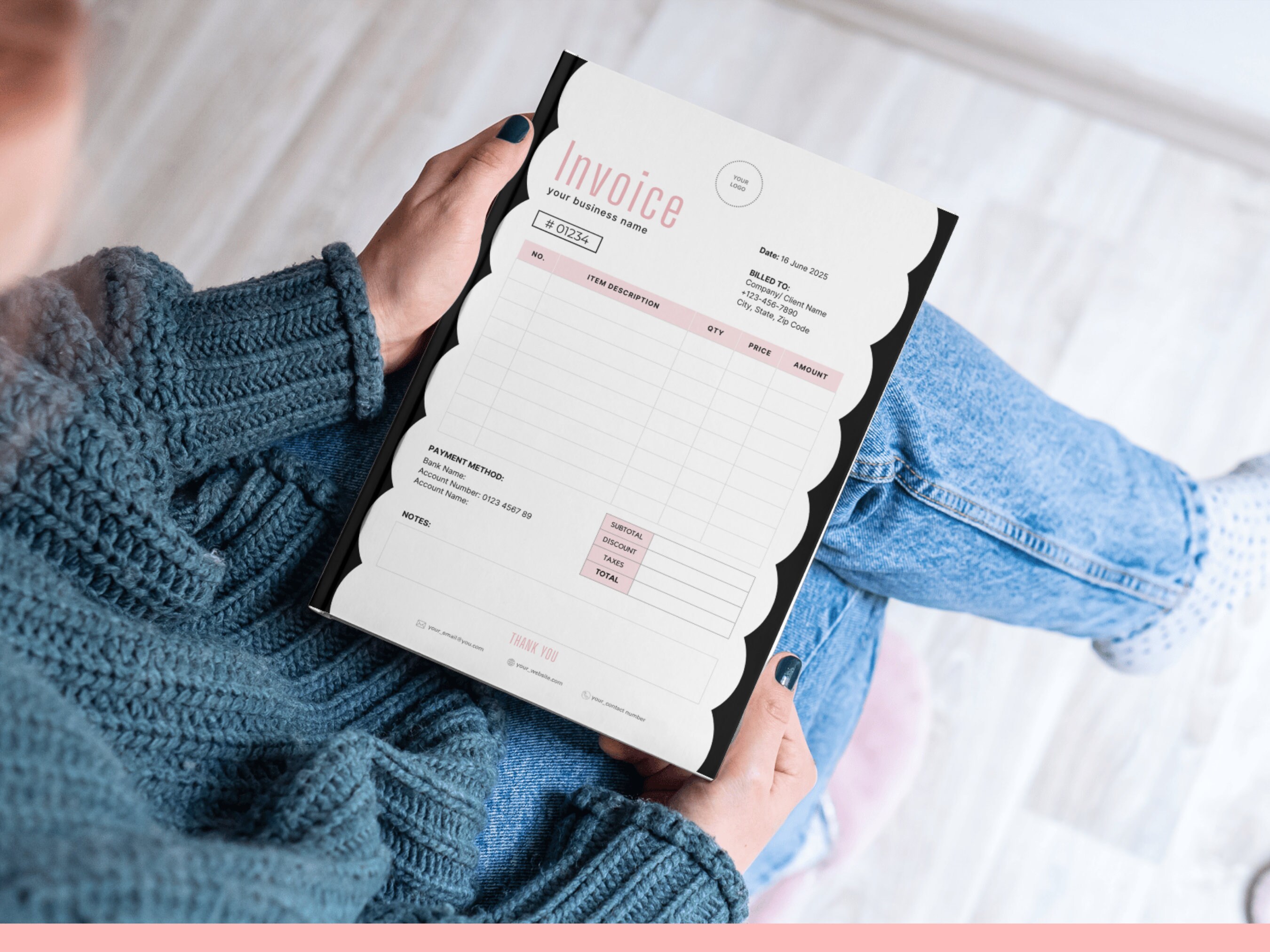 Invoice Template Form, Editable Canva Printable Billing Document ...