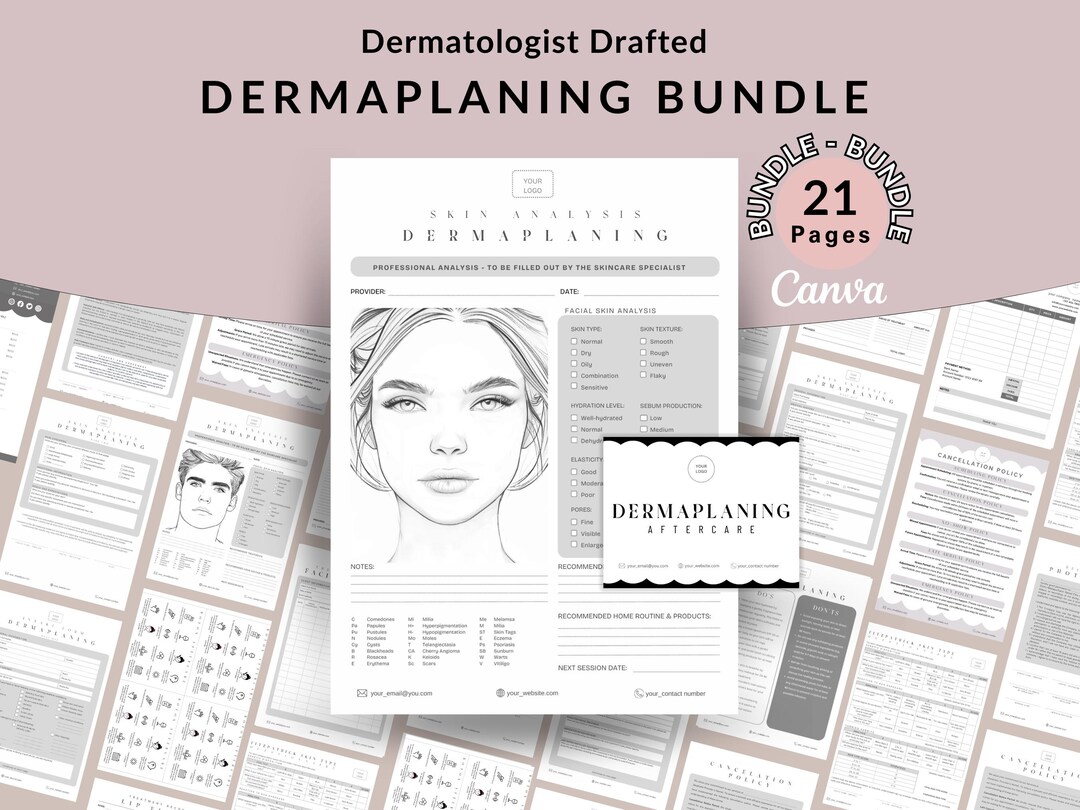 Dermaplaning Forms Complete Bundle, Editable Intake Consent ...