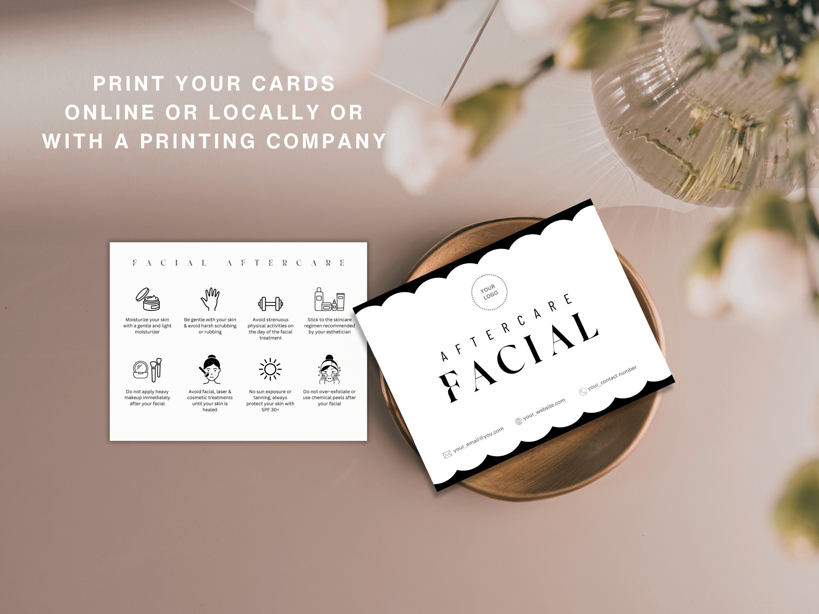 Editable Facial Aftercare Card, Esthetician Canva Template Form, Medspa Client After Care Guide ...