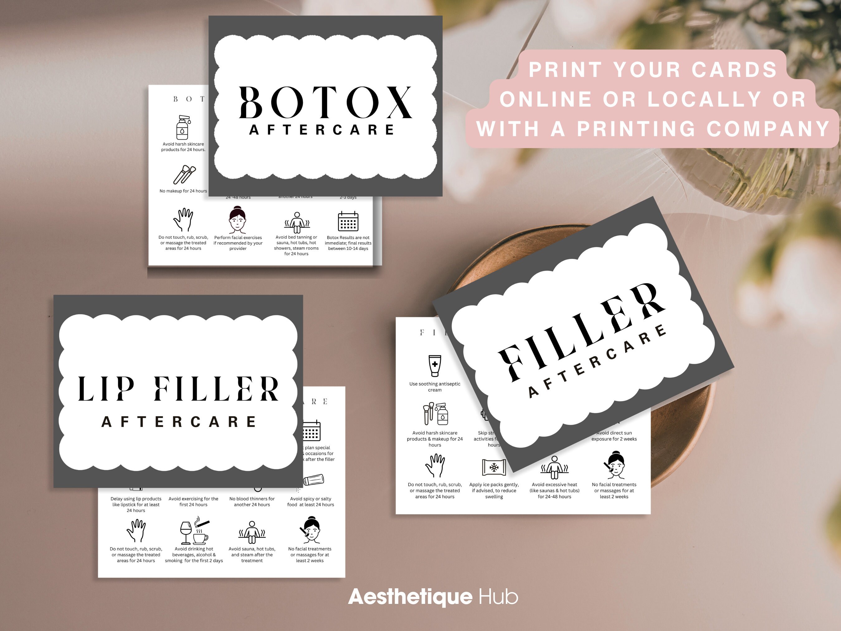 Botox Filler and Lip Injection Aftercare Card Patient Pre Post Care ...