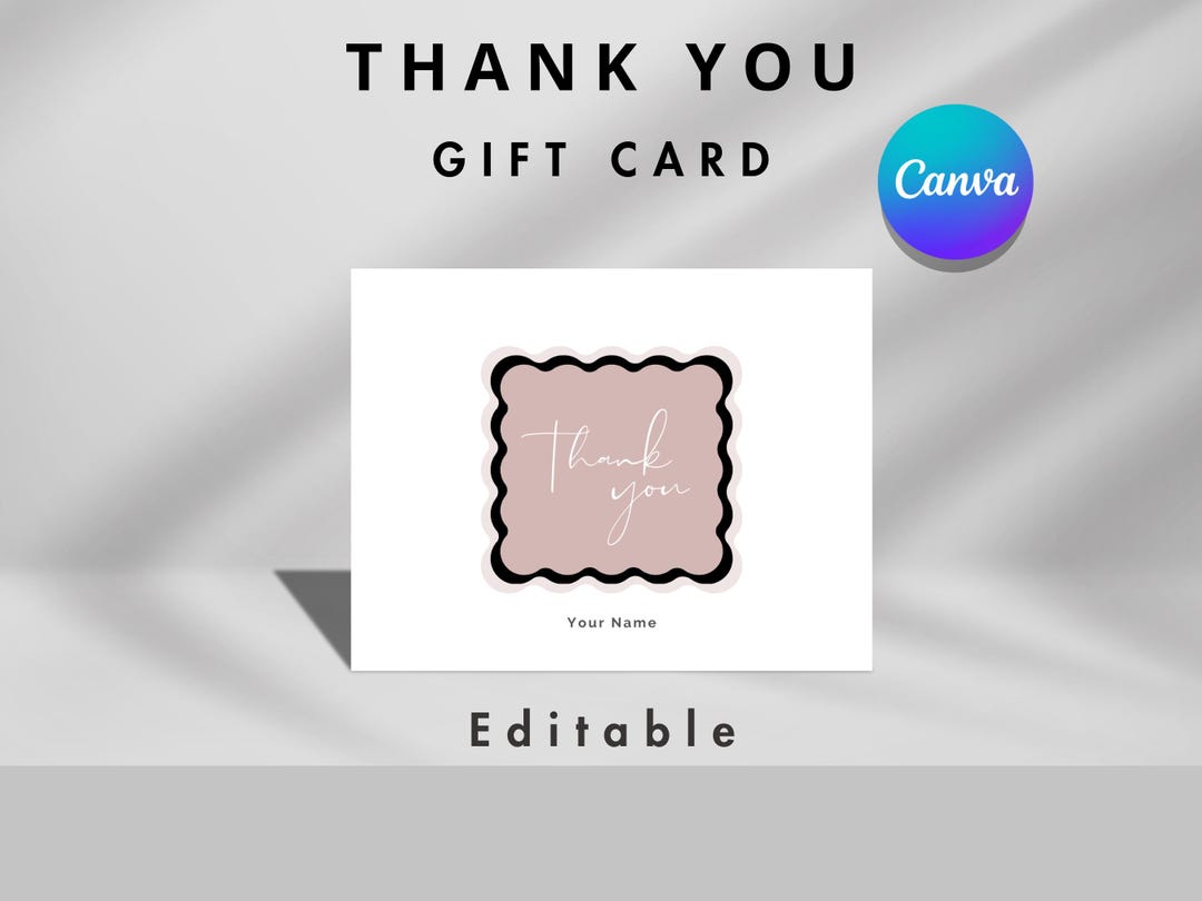 Thank You Card Template, DIY Printable Package Insert, Editable ...