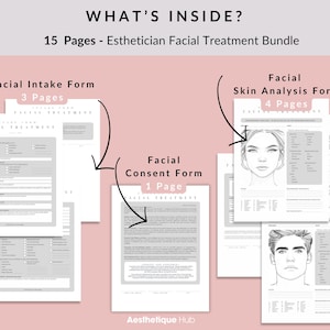 Esthetician Facial Form Bundle, Facial Consent Waiver Form, Editable ...