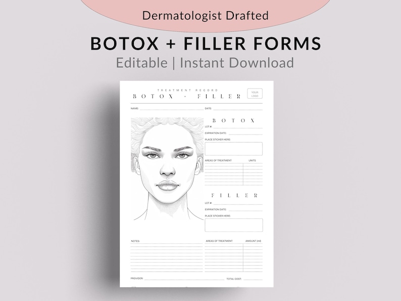 Botox and Dermal Filler Treatment Record Form, Nurse Injector Patient ...