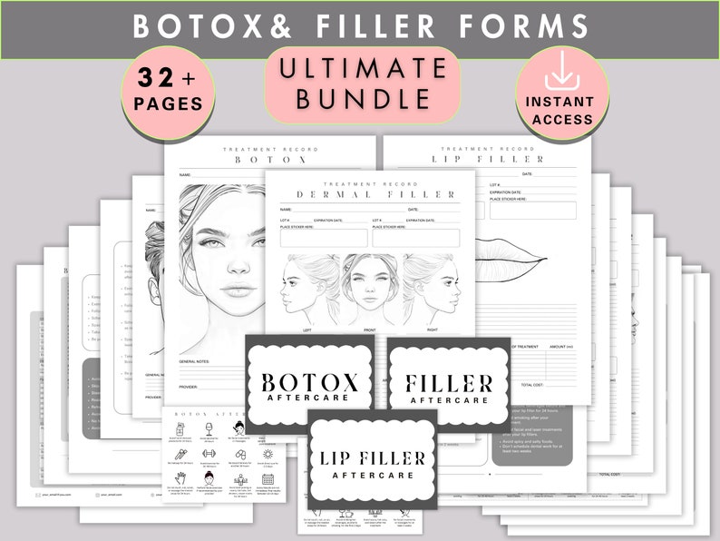 Botox and Dermal Filler Template Bundle, Consultation Patient Intake ...