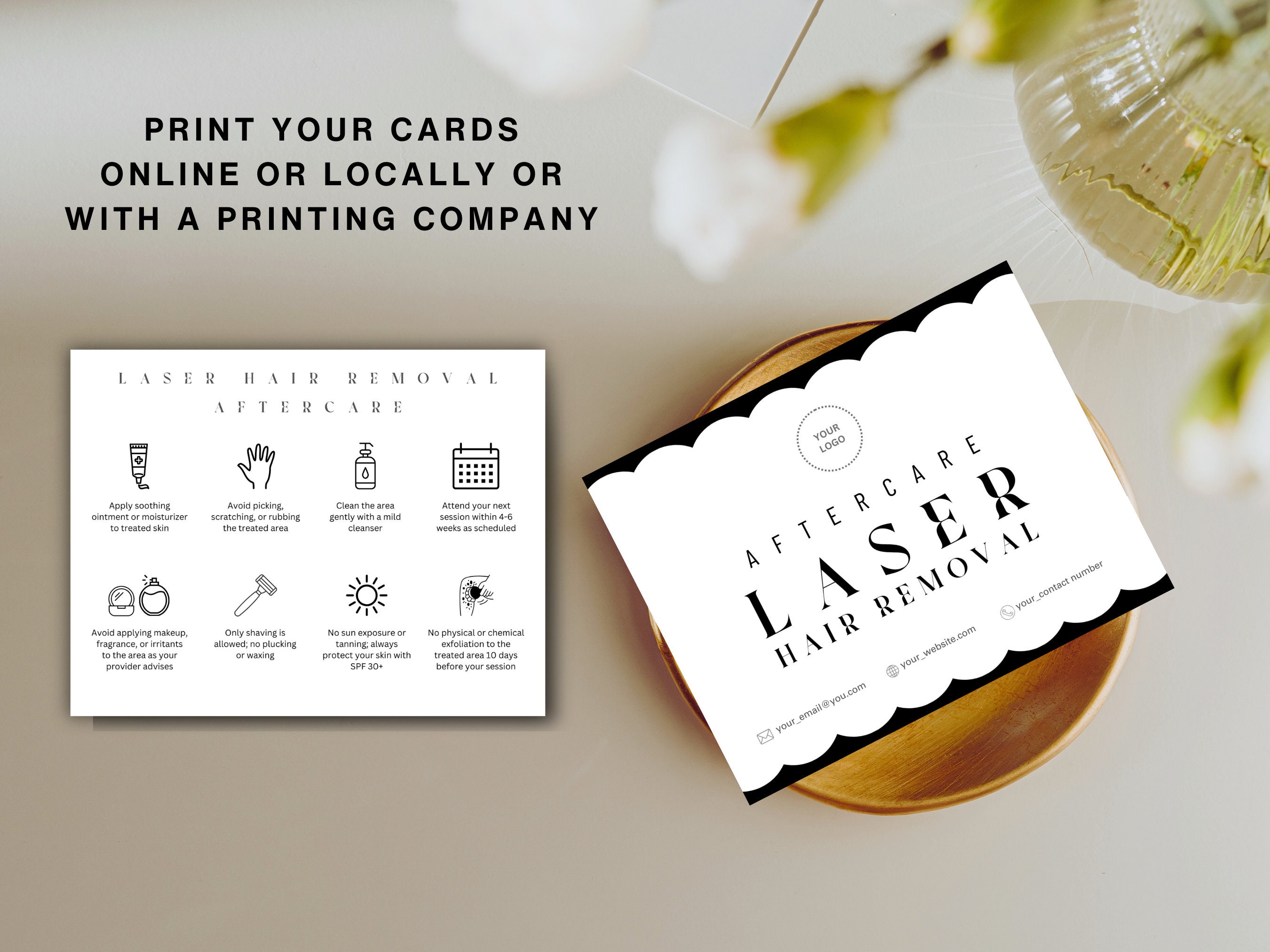 Editable Laser Hair Removal Aftercare Card Canva Template, Medspa ...