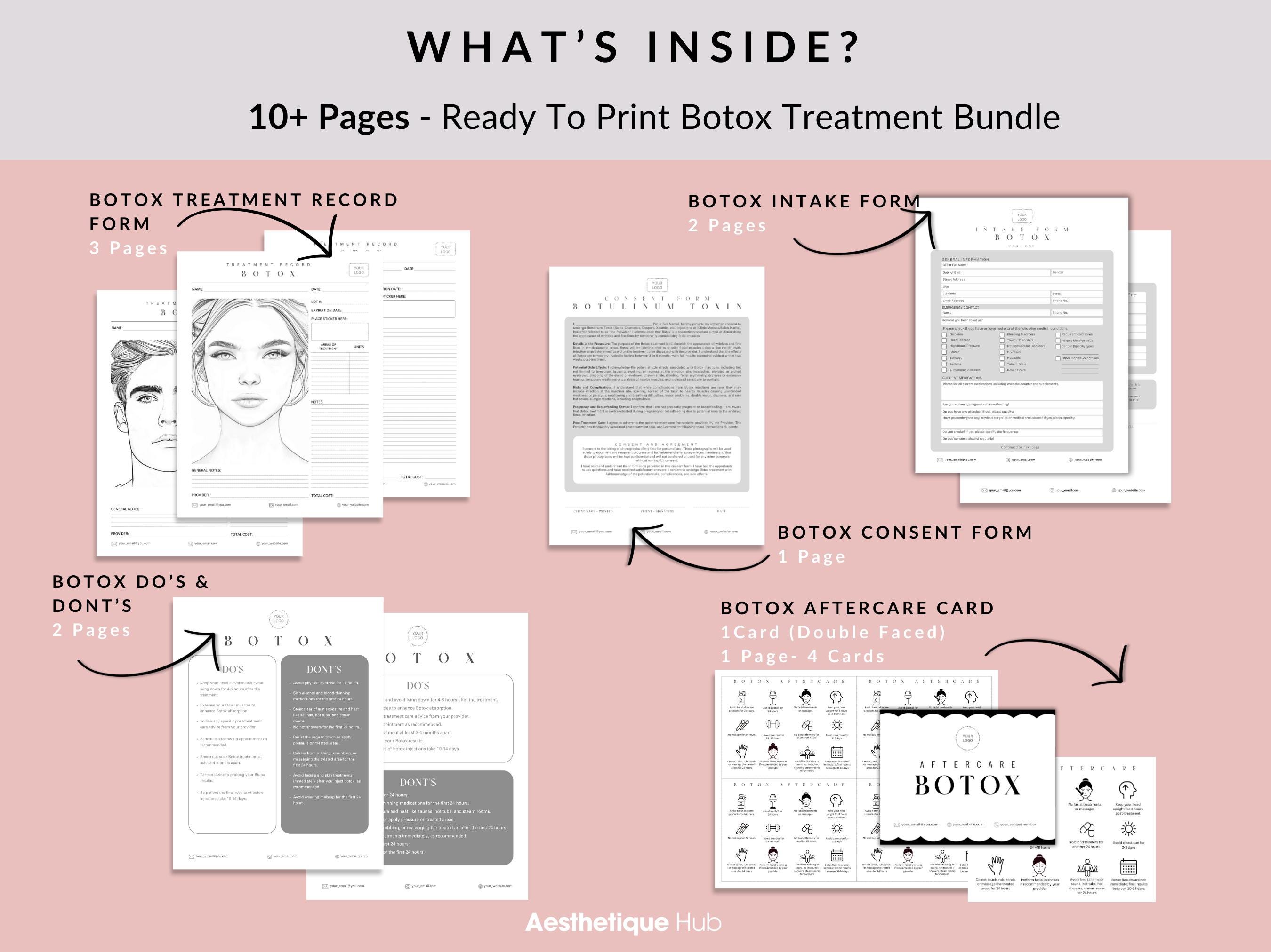 Editable Botox Treatment Form Bundle, Neurotoxin Client Consent Intake Record, Aesthetic Nurse ...