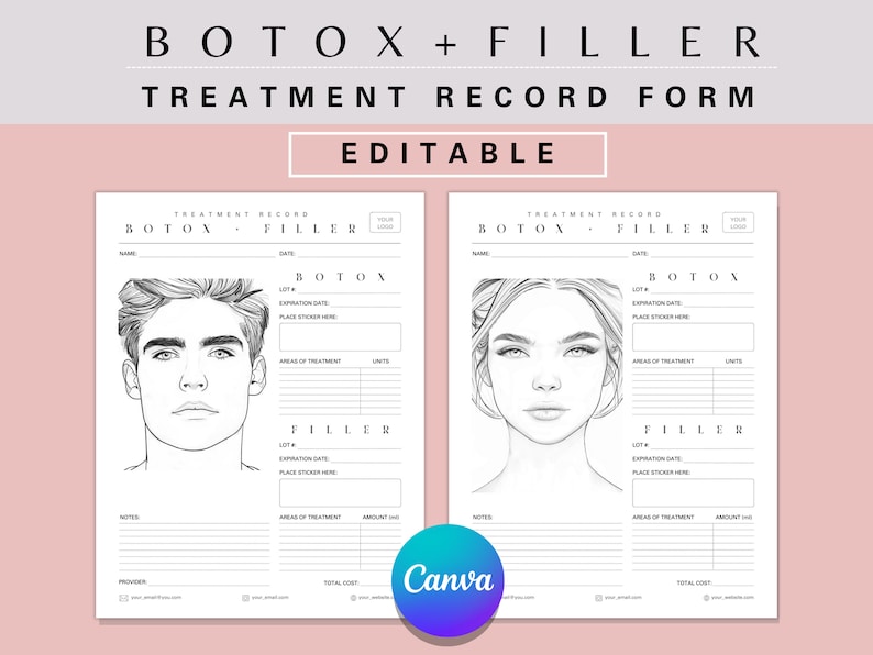 Editable Botox and Dermal Filler Treatment Record Template Form, Nurse ...