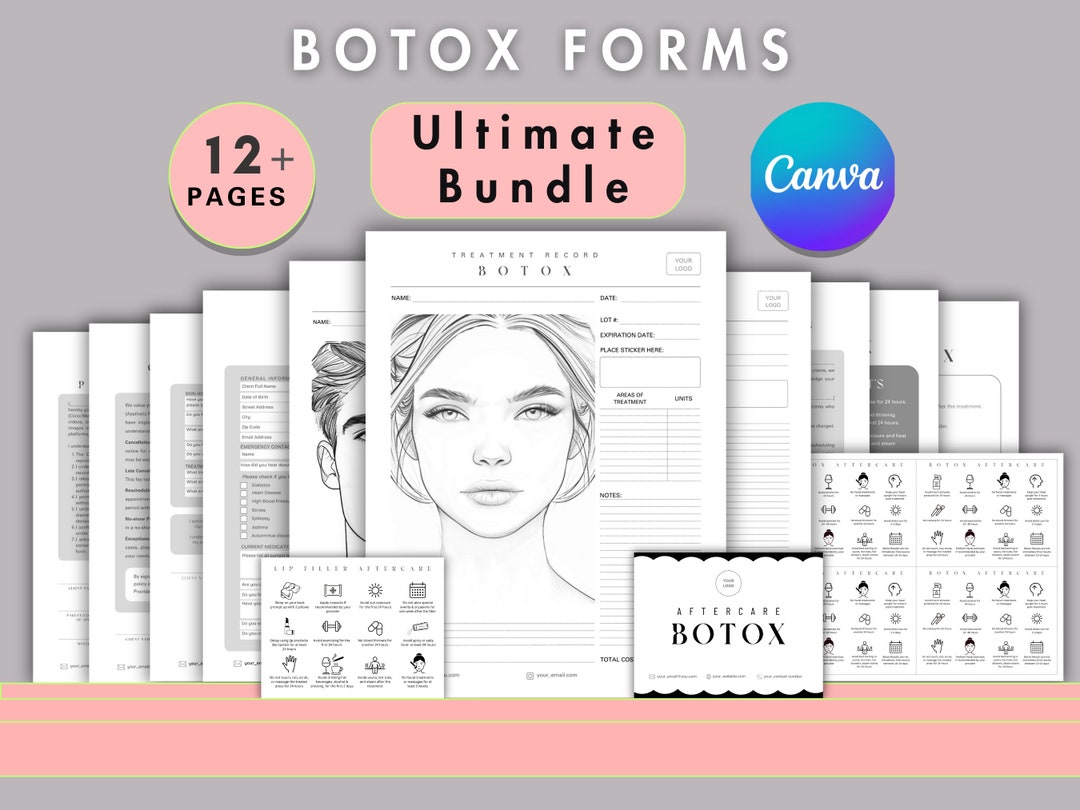 Botox Forms Bundle Canva Template Neurotoxin Client Intake Consent ...