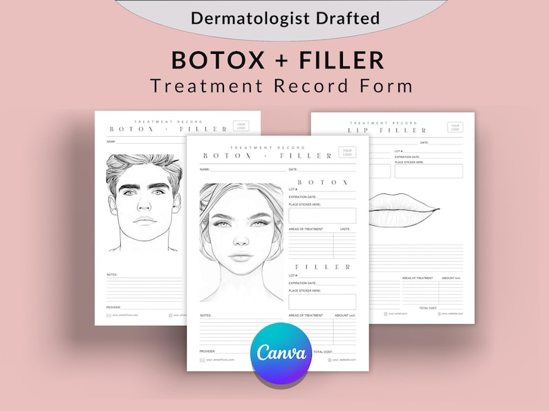 Editable Botox + Dermal Filler Treatment Record Forms, Nurse Injector ...