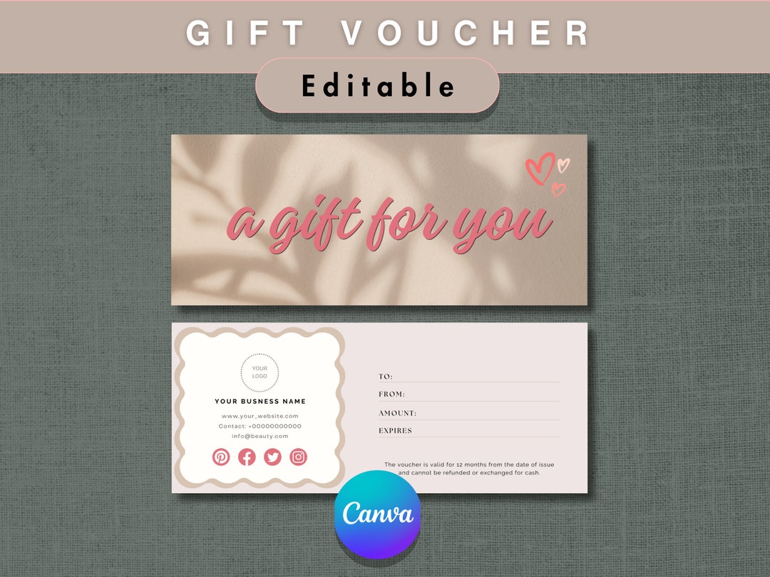 Editable Gift Card Canva Template, Luxurious Spa Card, Beauty Salon ...