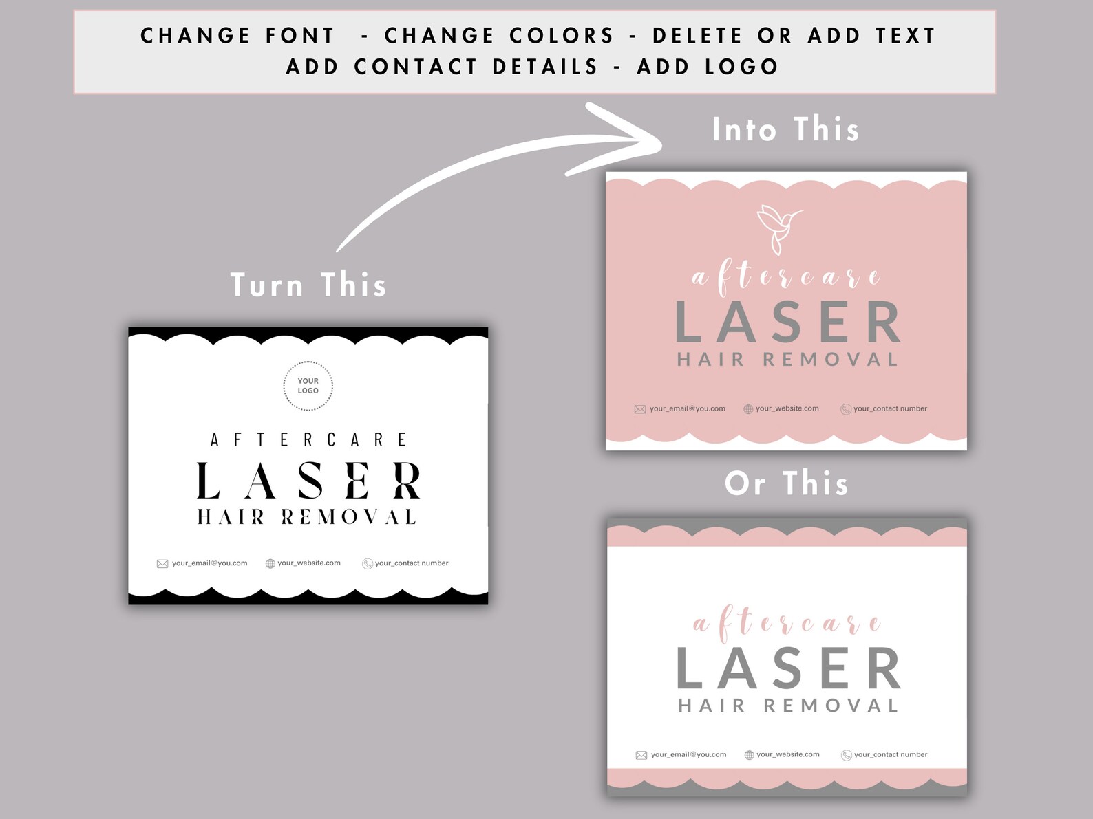 Editable Laser Hair Removal Aftercare Card Canva Template, Medspa ...