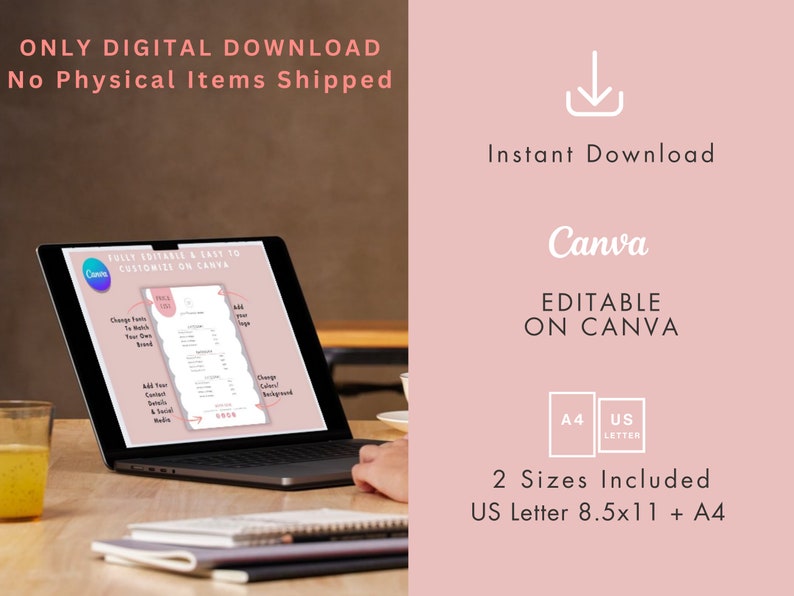 Invoice Template Editable Canva Printable Billing Form, Business ...